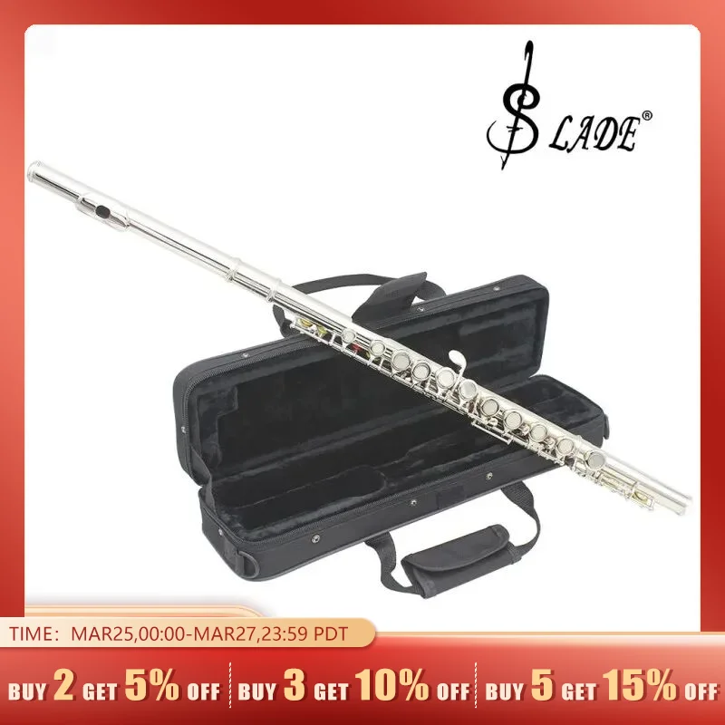 SLADE-16-Closed-Open-Holes-C-Key-Professional-Transverse-Flute-Concert ...