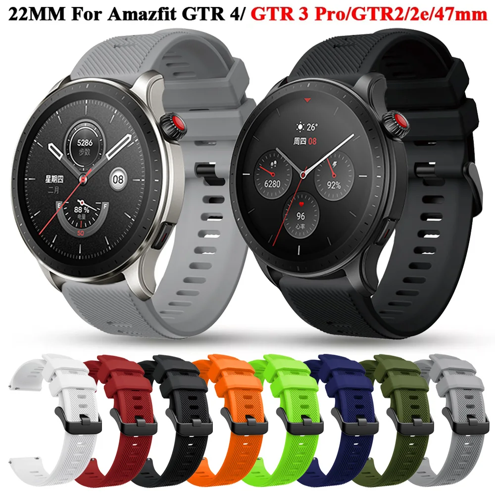 22mm-Silicone-Bracelet-Bands-For-Amazfit-GTR-4-3-Pro-GTR2-Watch-Straps ...