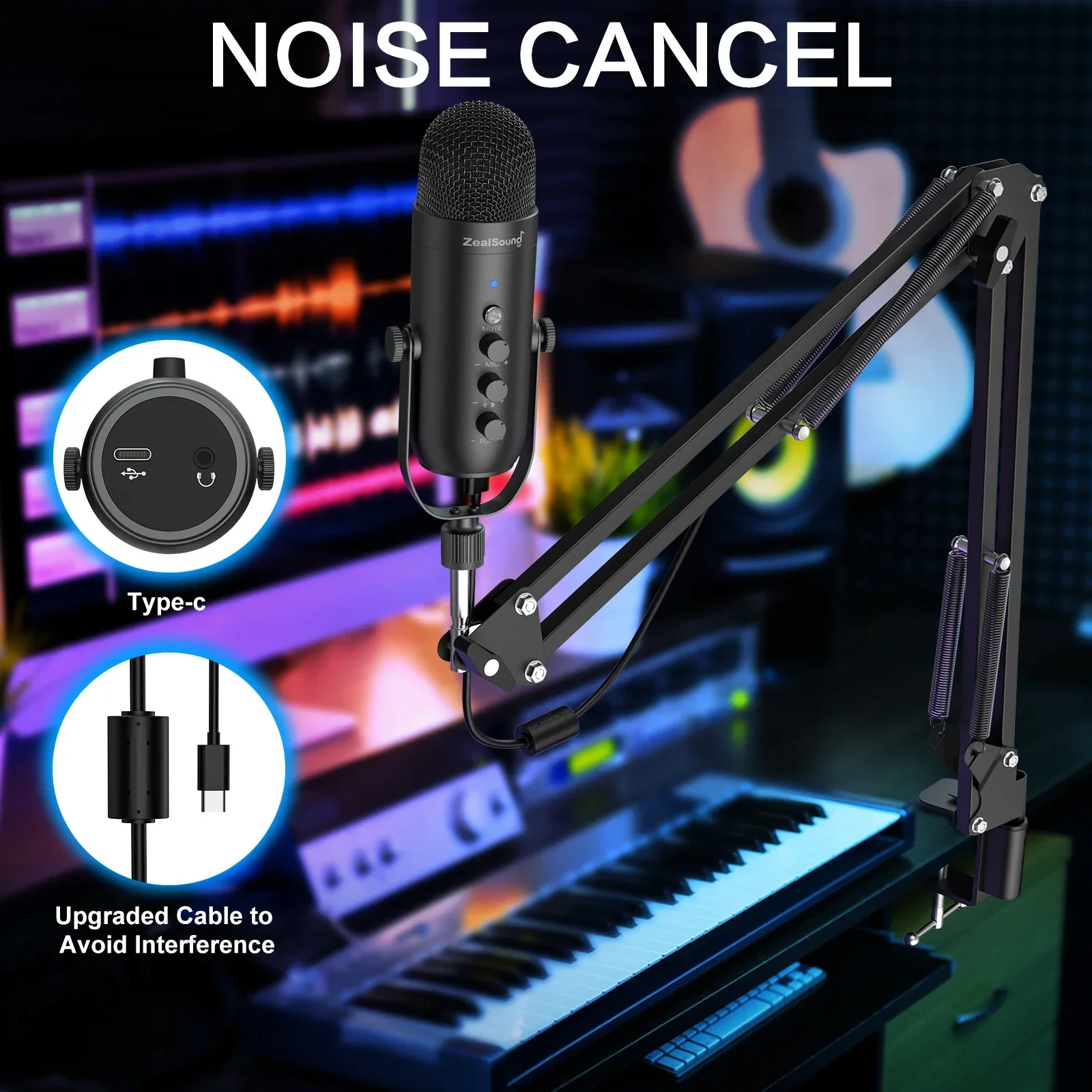 Micro USB C Avec Mousse Anti Vent Microphone à Pince Microphone à ...