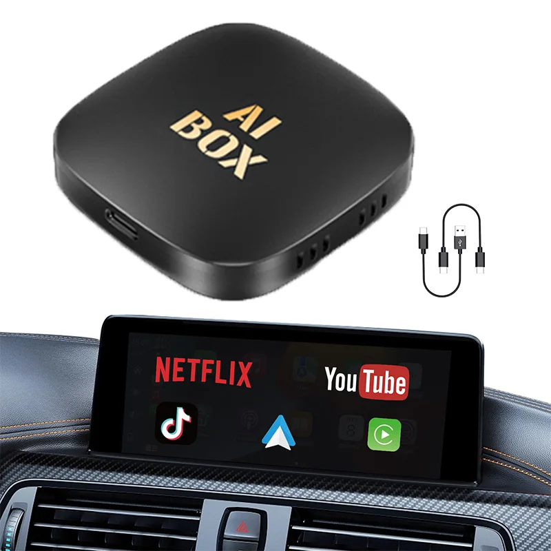 Wired to Wireless CarPlay and Android Auto Mini AI Box with Netflix ...