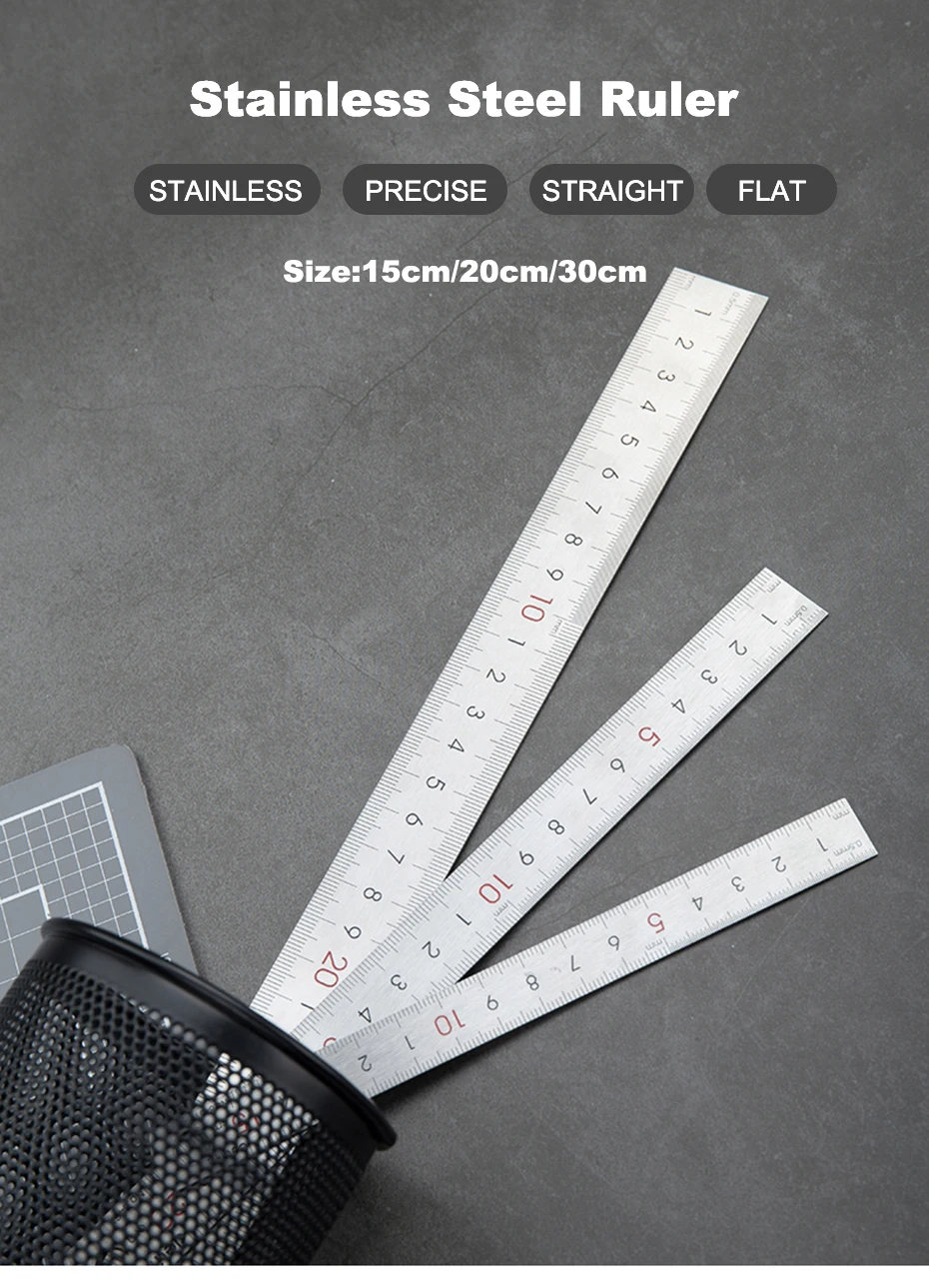 Regle - equerre,règle métallique en acier inoxydable,outil de mesure de ...