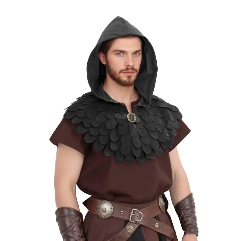 DAZCOS Medieval Cowl Scaly Hat Renaissance Cape Hooded Gothic Pagan ...