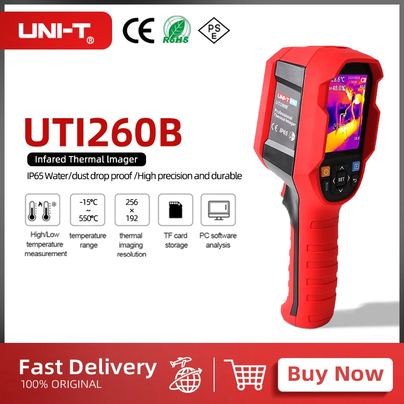 UNI T 디지털 적외선 열화상 카메라 온도계, UTi260B, UTi260A, LED 급수 조명, 열 카메라, 에어컨 수리 ...