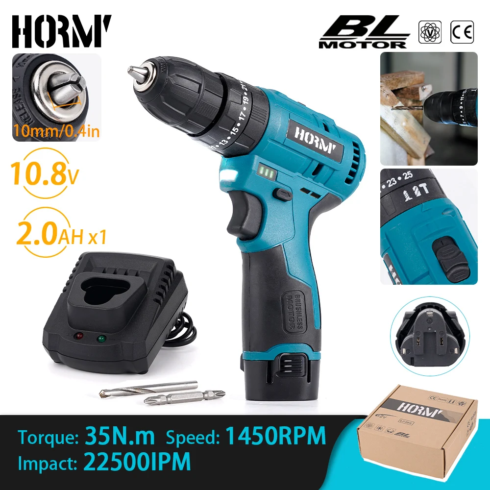 Hormy-Brushless-Electric-Drill-35N-m-3Function-Lithium-Electric-Hammer ...