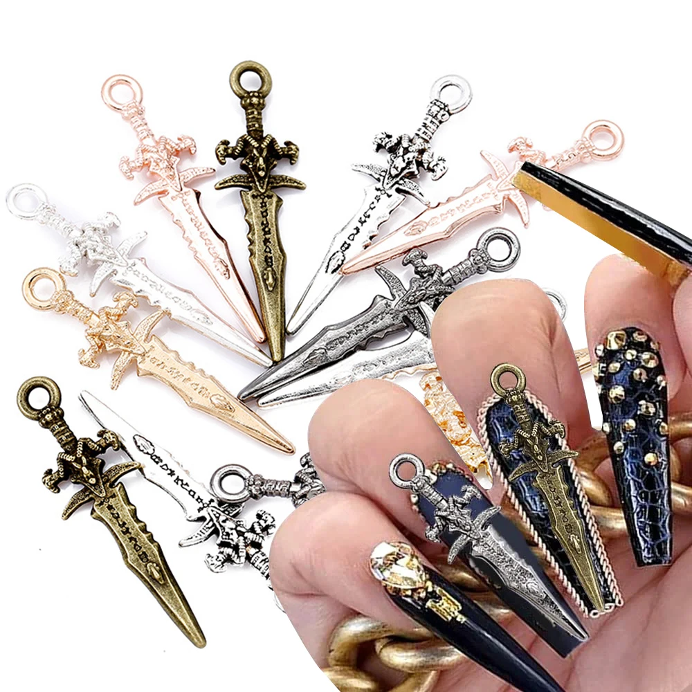 10pcs-Sword-Alloy-Nail-Art-Charm-Metal-Large-Size-Sword-Weapons-Nail ...