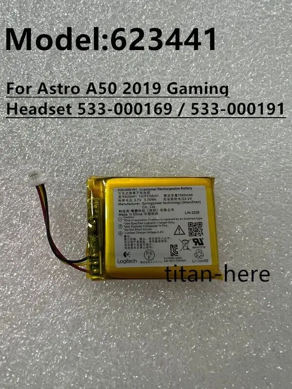 NEW Original Battery For Astro A50 2019 Gaming Headset 533-000169 / 533 ...