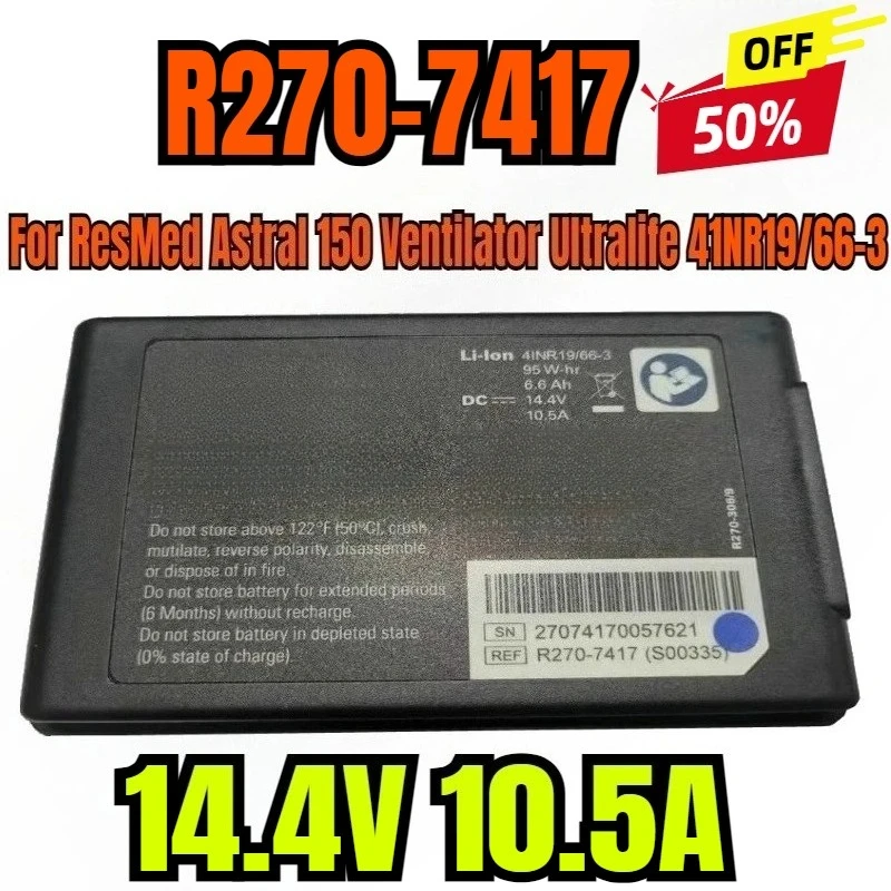 14.4V 10.5A Medical Battery R270-7417 41NR19/66-3 for ResMed Astral 150 ...