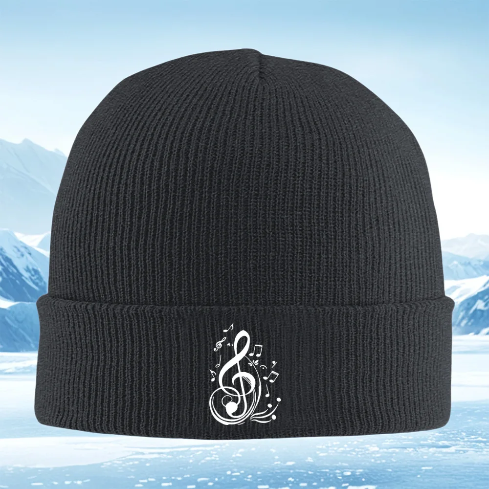 Musical notes and treble clef Men Women Unisex Knitted Hat Beanie ...