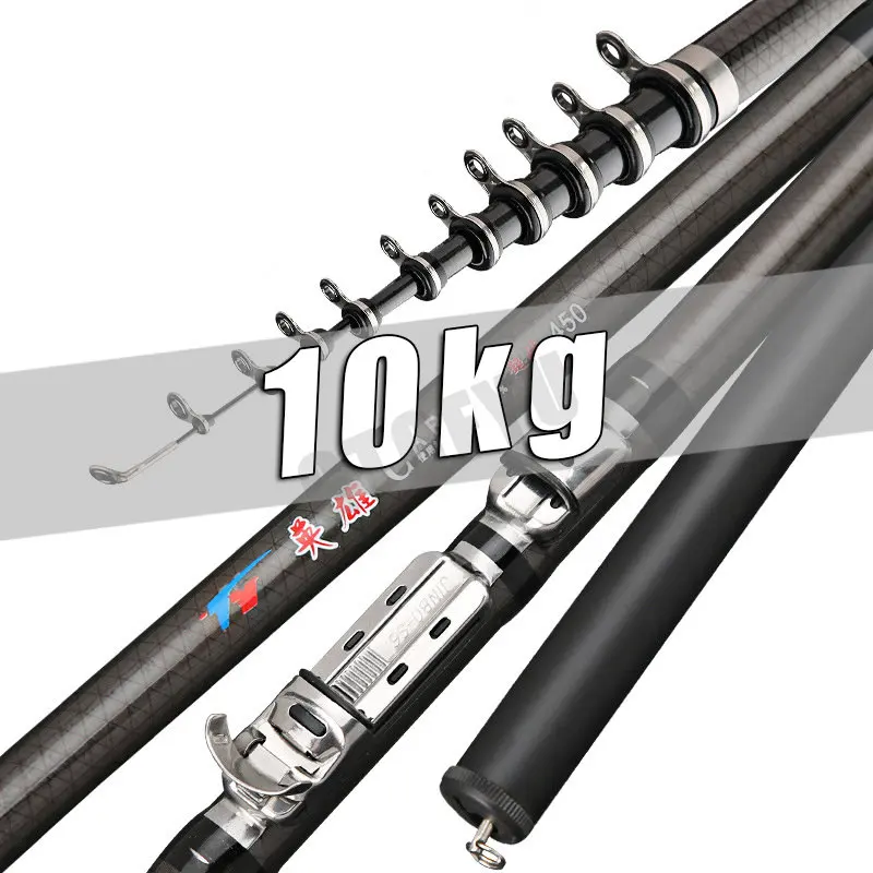 2.7M 3.6M 4.5M 5.4M 6.3M 7.2M Carbon Telescopic Rock Fishing Rod Ultra ...