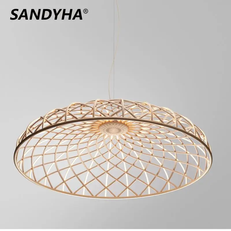 Modern-Braided-Rope-Round-Chandelier-Mesh-Led-Hanging-Lamp-for-Living ...