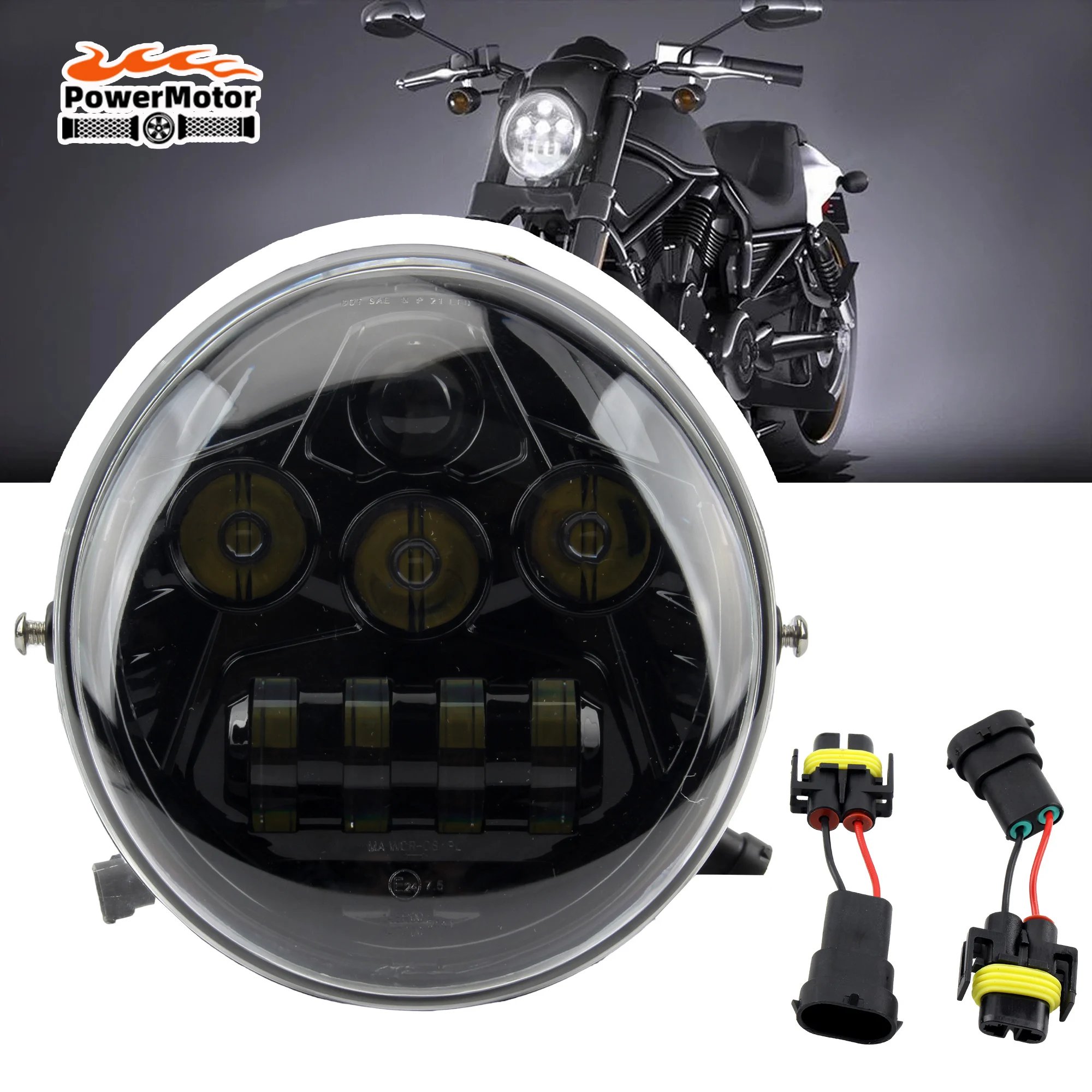 60W Motorcycle LED Headlight Headlamp Hi/Lo Beam For Harley V Rod ...