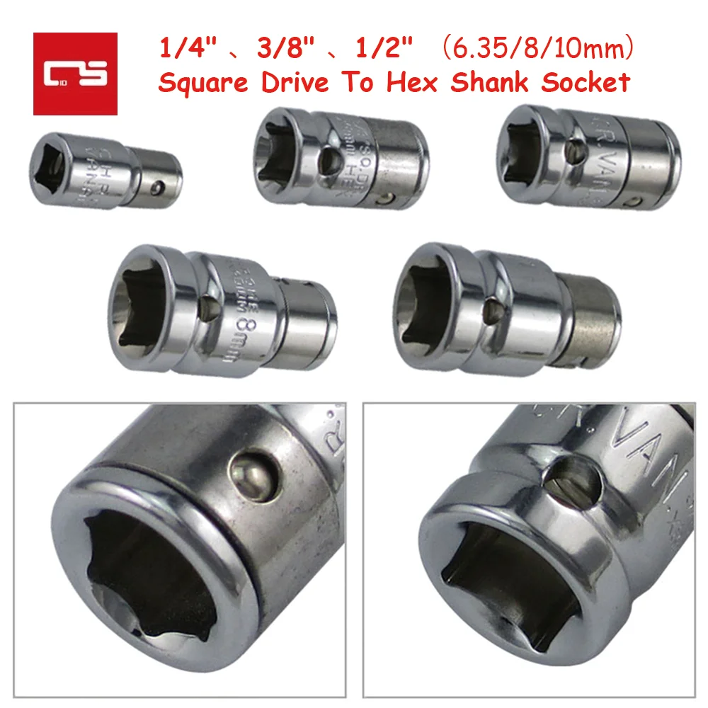 1-4-Square-Drive-To-Hex-Shank-Socket-Bits-Converter-Quick-Release ...