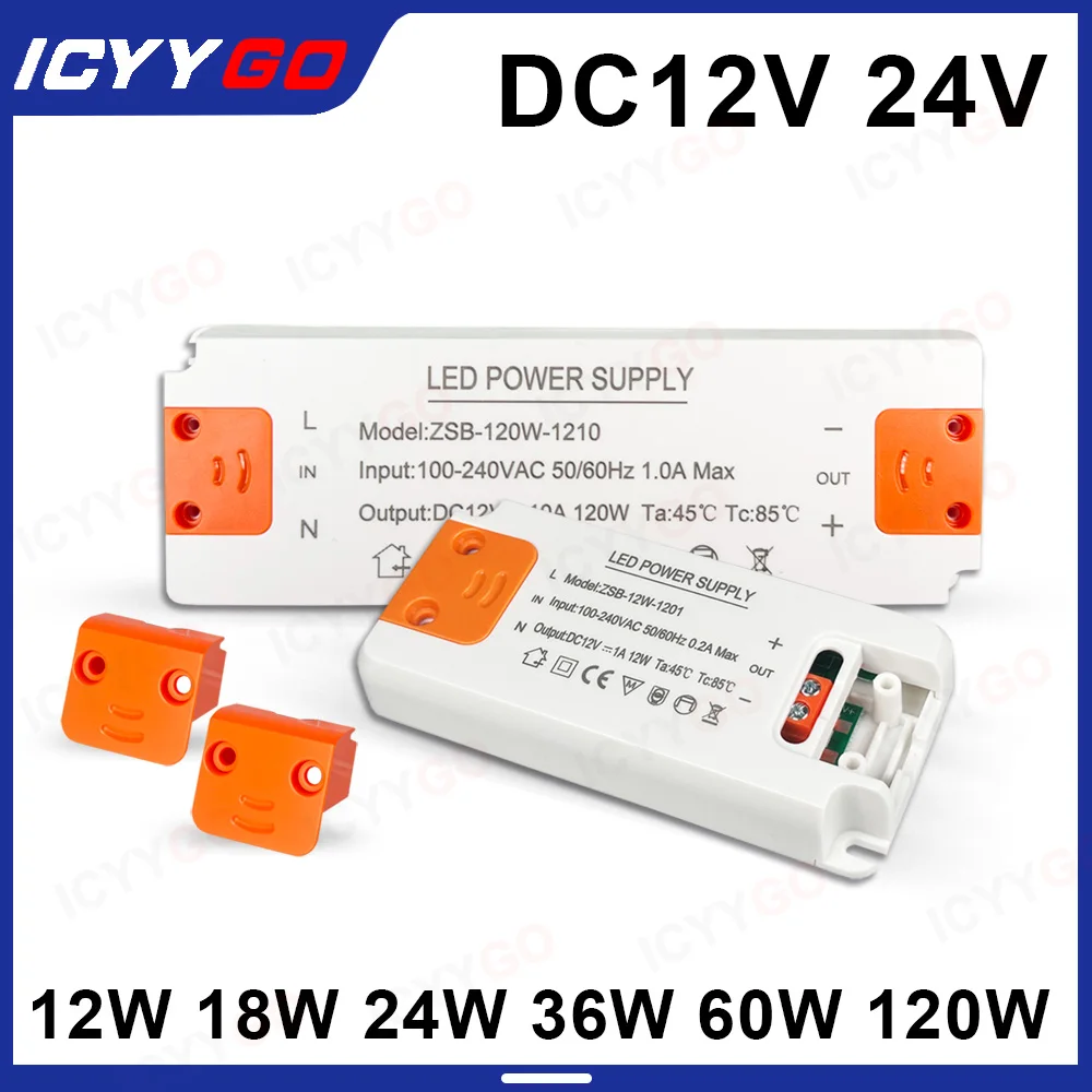 DC12V 24V Ultra-Thin Lighting Transformer LED Power Supply 12W 18W 24W ...