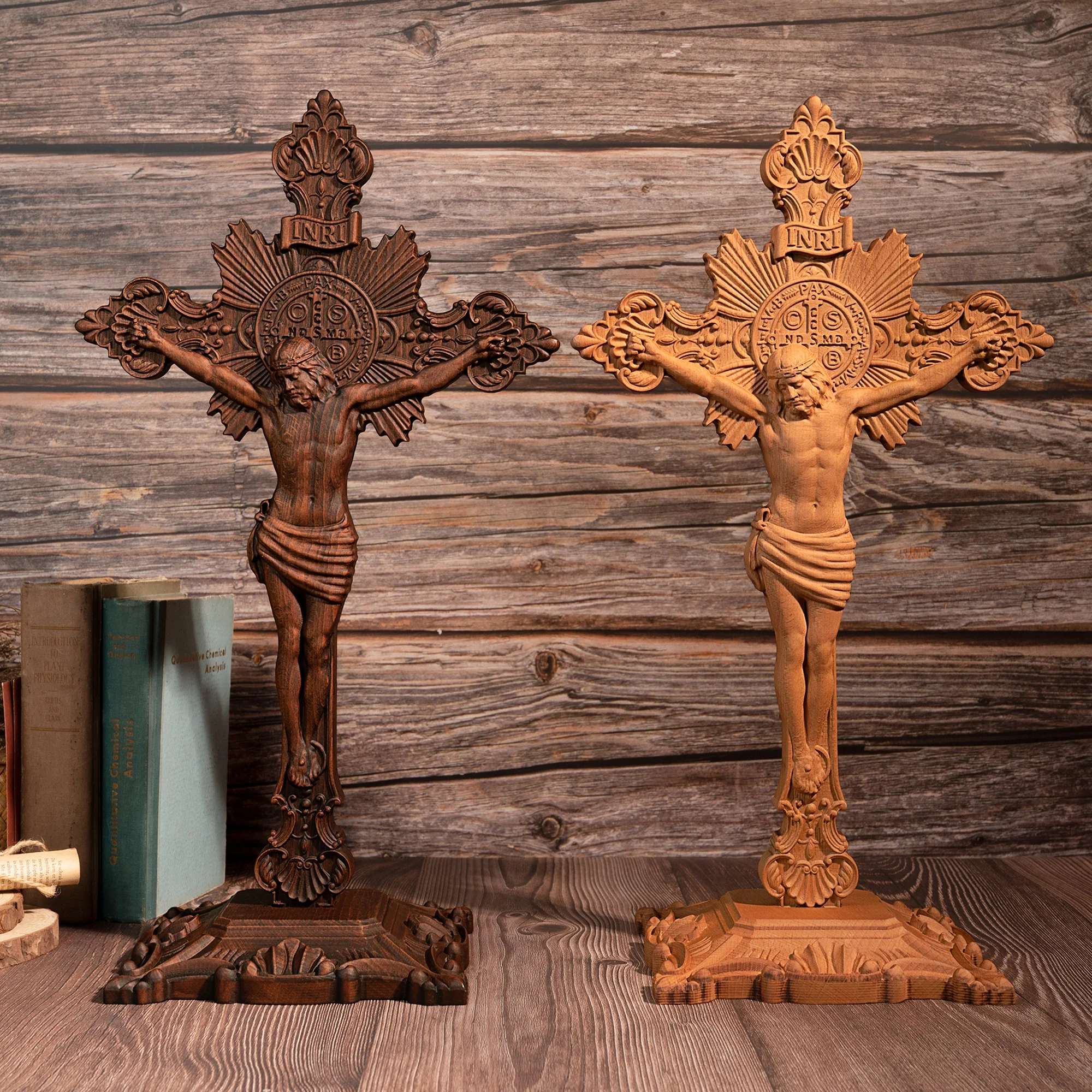 Saint-Benedict-Medal-Catholic-Exorcist-Medal-Wooden-Carved-Cross-with ...