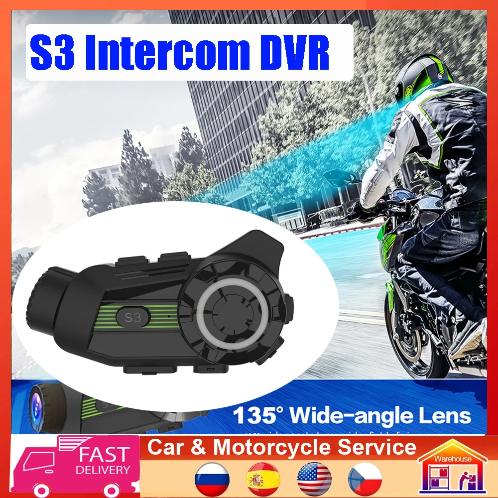 New S3 2K Motorcycle Helmet Intercom Headset Video Camera With DVR ...