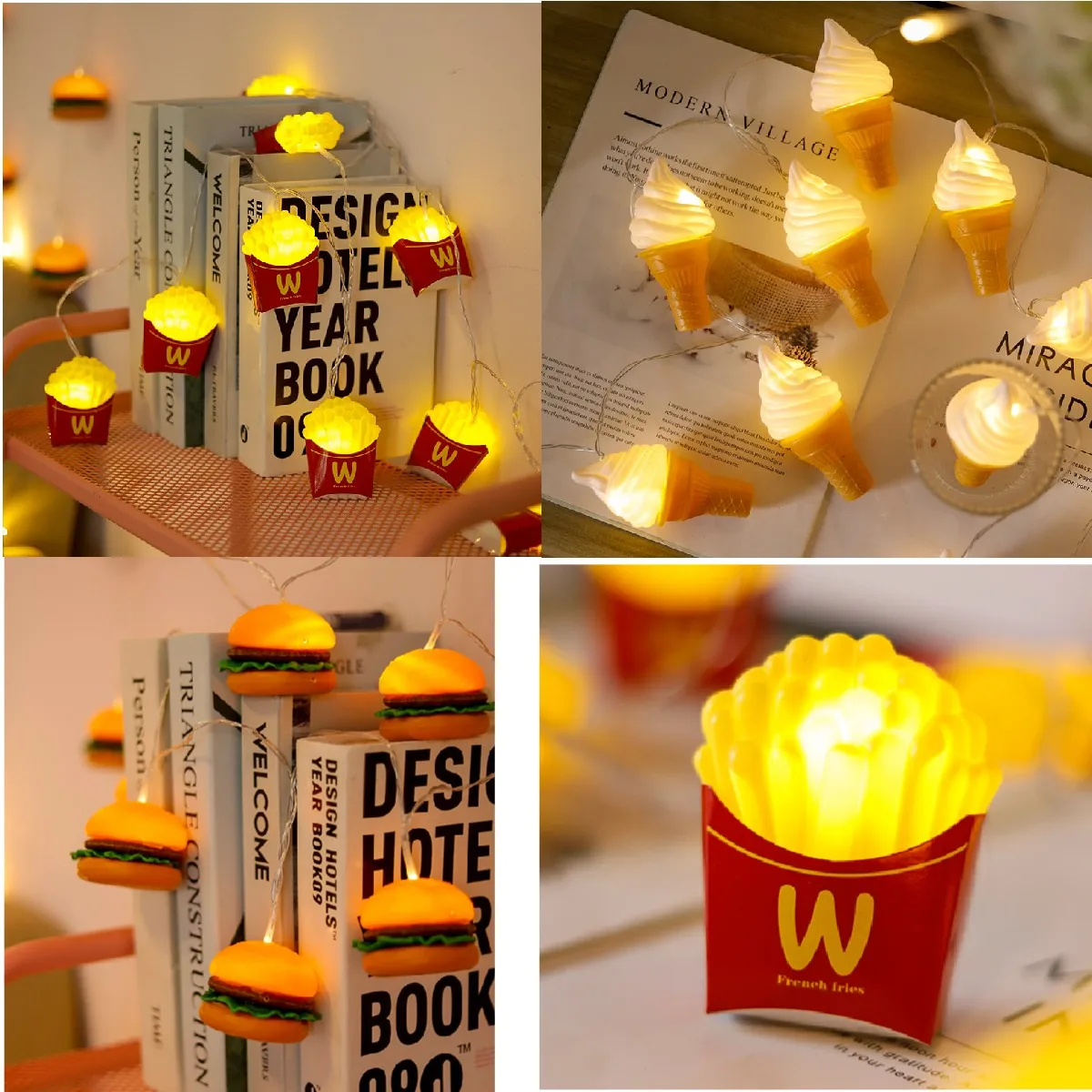 New-DIY-French-Fries-Ice-Cream-Hamburger-Lights-String-for-Children-s ...