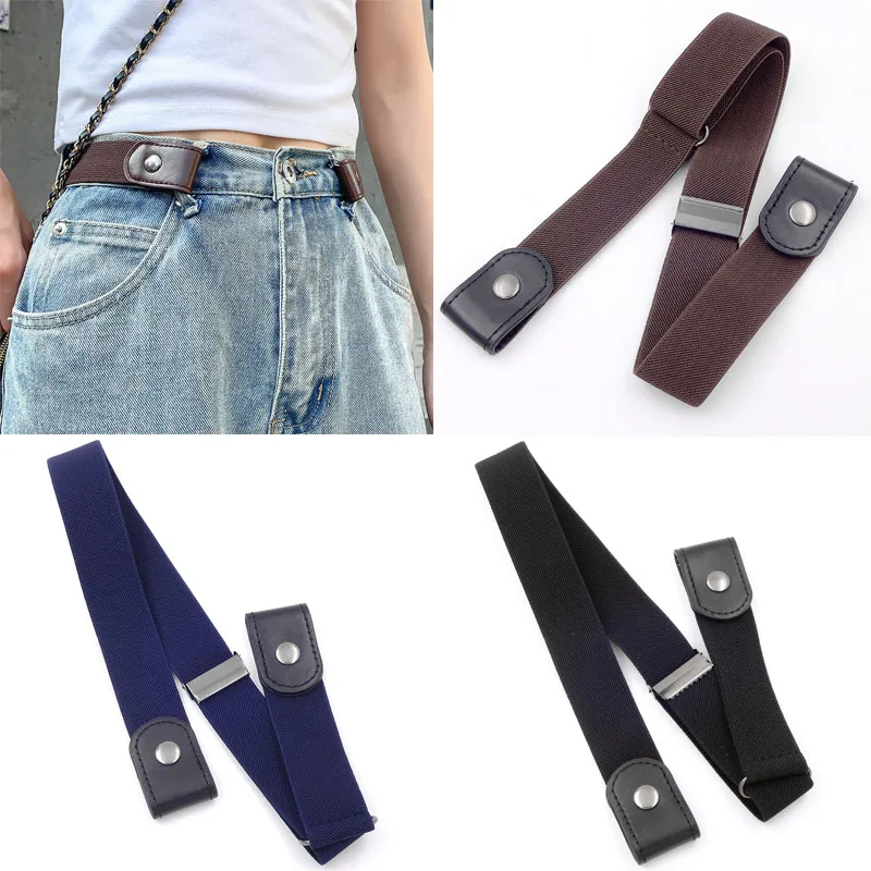 New No Buckle Stretch Buckless Belt Invisible Elastic Waist Belt Unisex ...