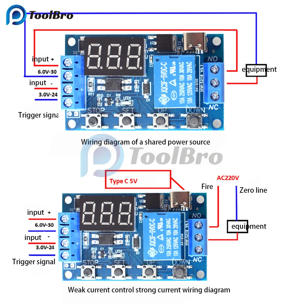Type-C-Time-Delay-Relay-DC-6-30V-USB-C-LED-Digital-Cycle-Timer-Control ...