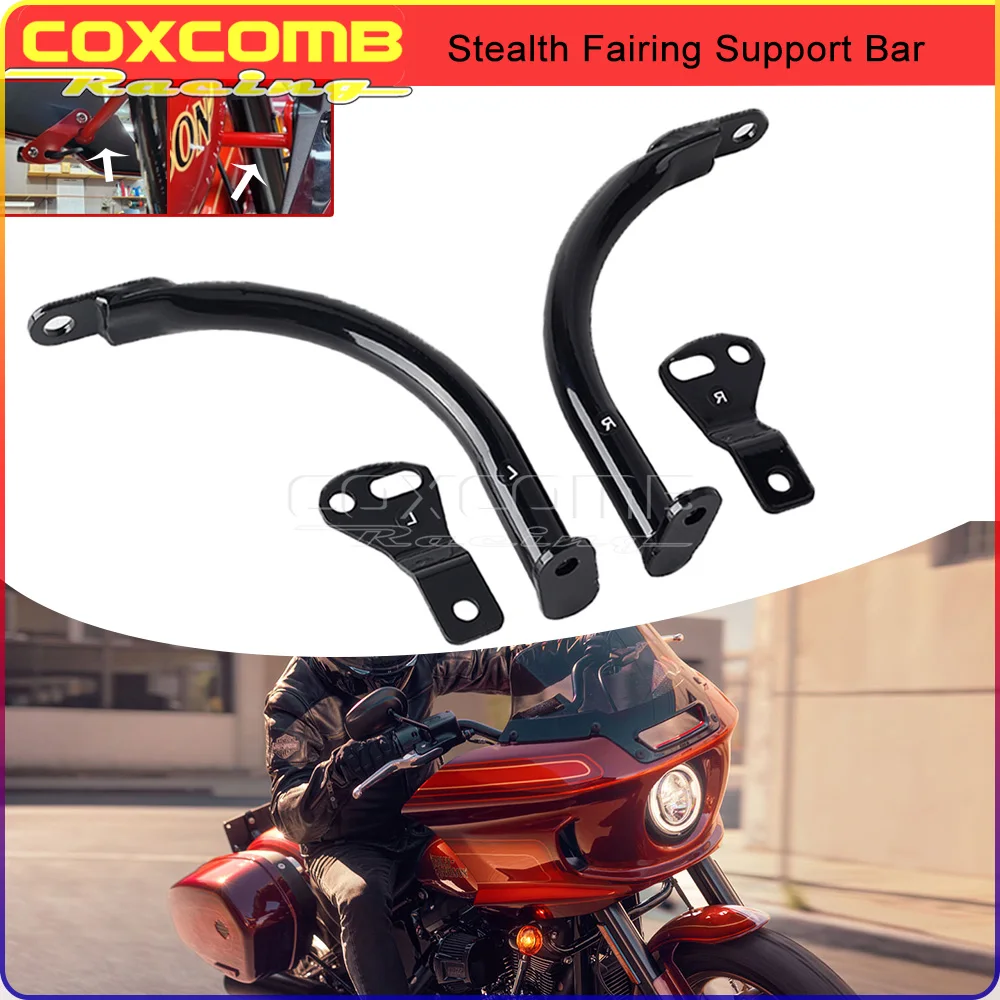 Black-Motorcycle-Front-Headlight-Fairing-Cover-Support-Bracket-Mount ...