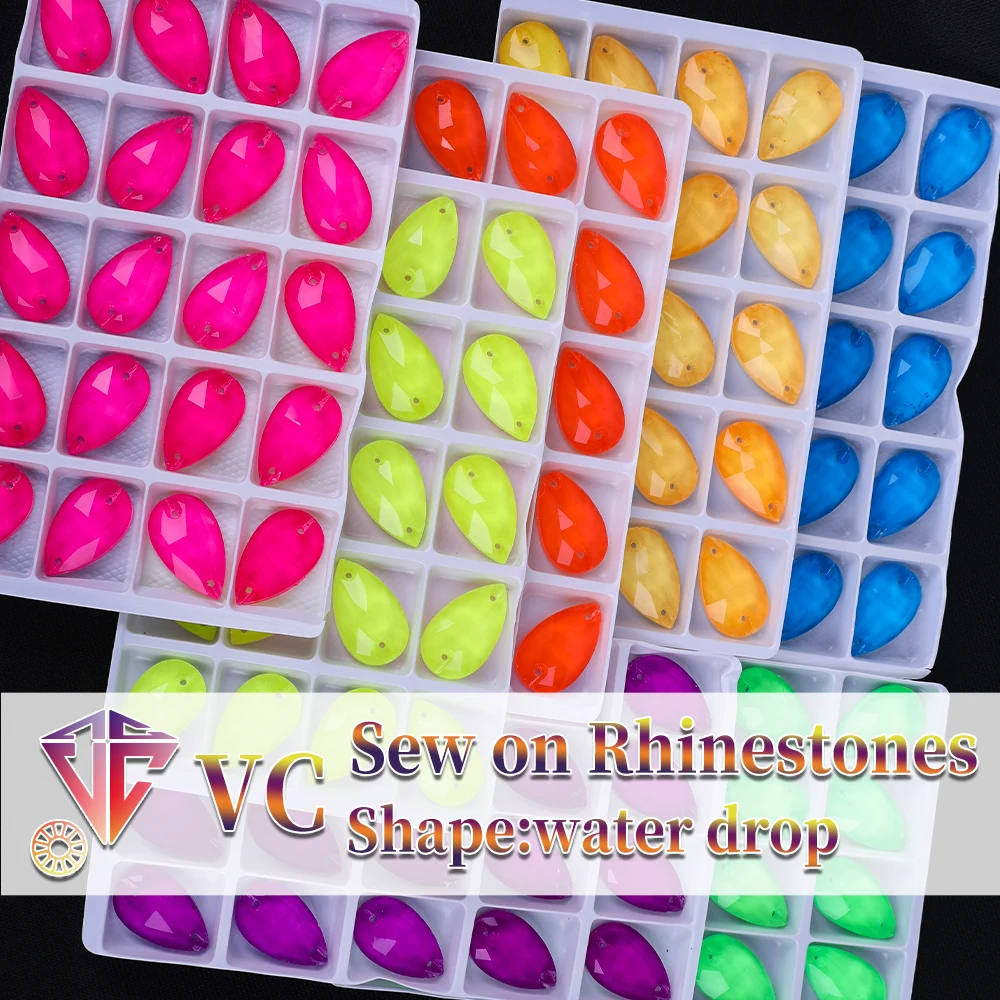 VC-Neon-Fluorescente-Gota-de-gua-Costurar-em-Strass-Gota-de-gua-Costura ...