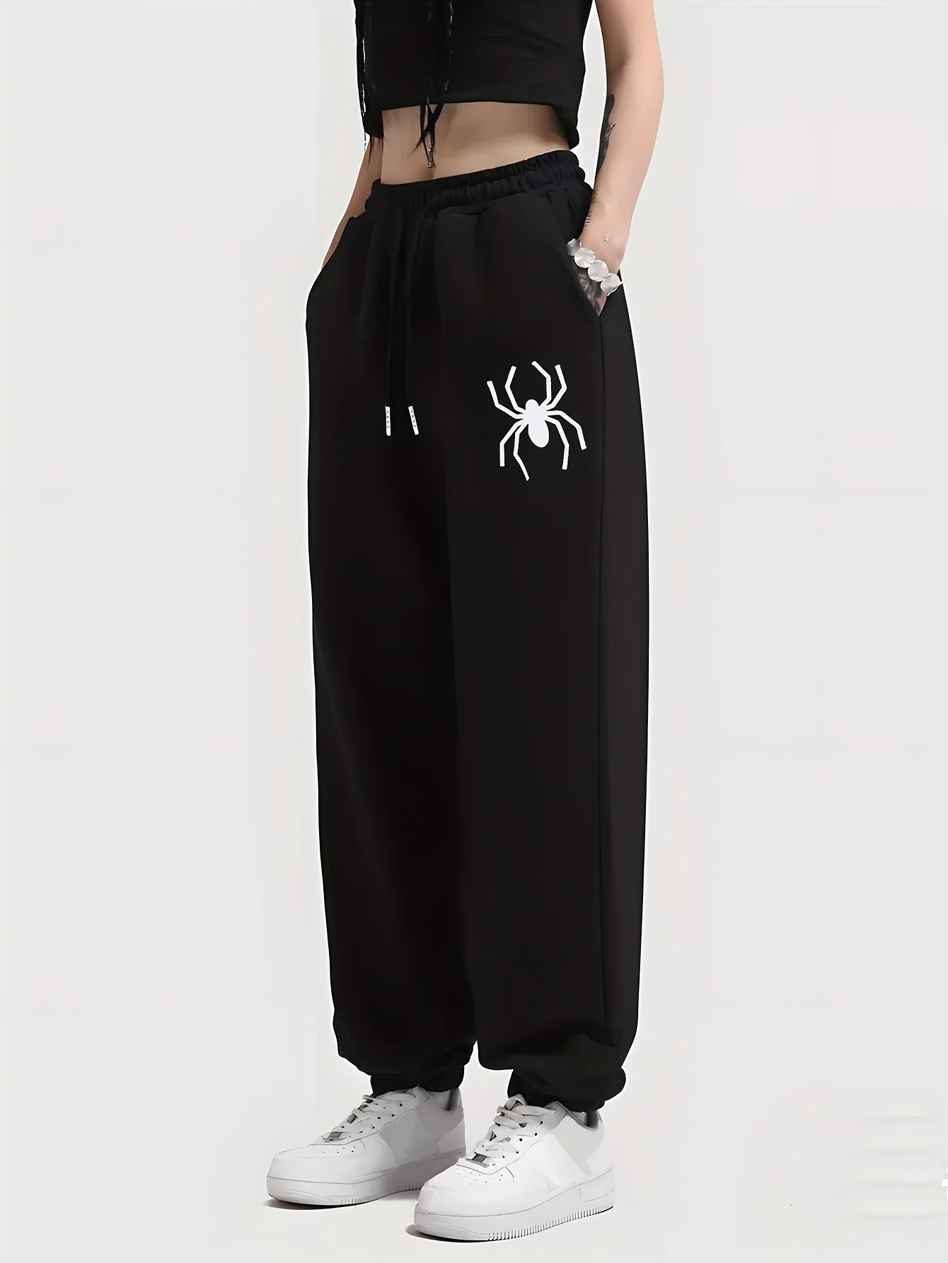 Simple-Spider-Printing-Women-s-Elastic-Waist-Pants-Jogger-Fleece ...