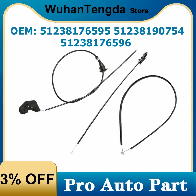 for-BMW-E39-3PCS-Engine-Bowden-Hood-Release-Cable-Wire-51238176595 ...