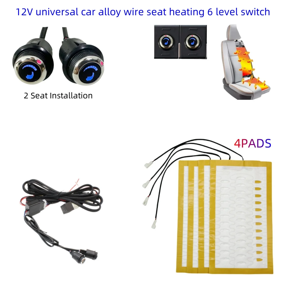 12V-Universal-Built-in-Car-Seat-Heater-Kit-Fit-2-Seats-Alloy-Wire-Fast ...