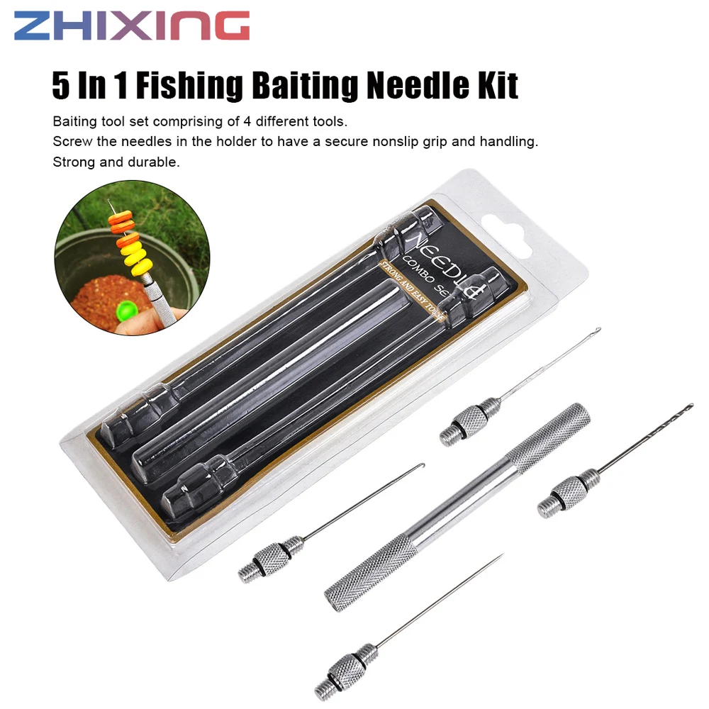 ZHIXING 5 In 1 Carp Fishing Baiting Needle Rigging Bait Needle Kit Tool ...