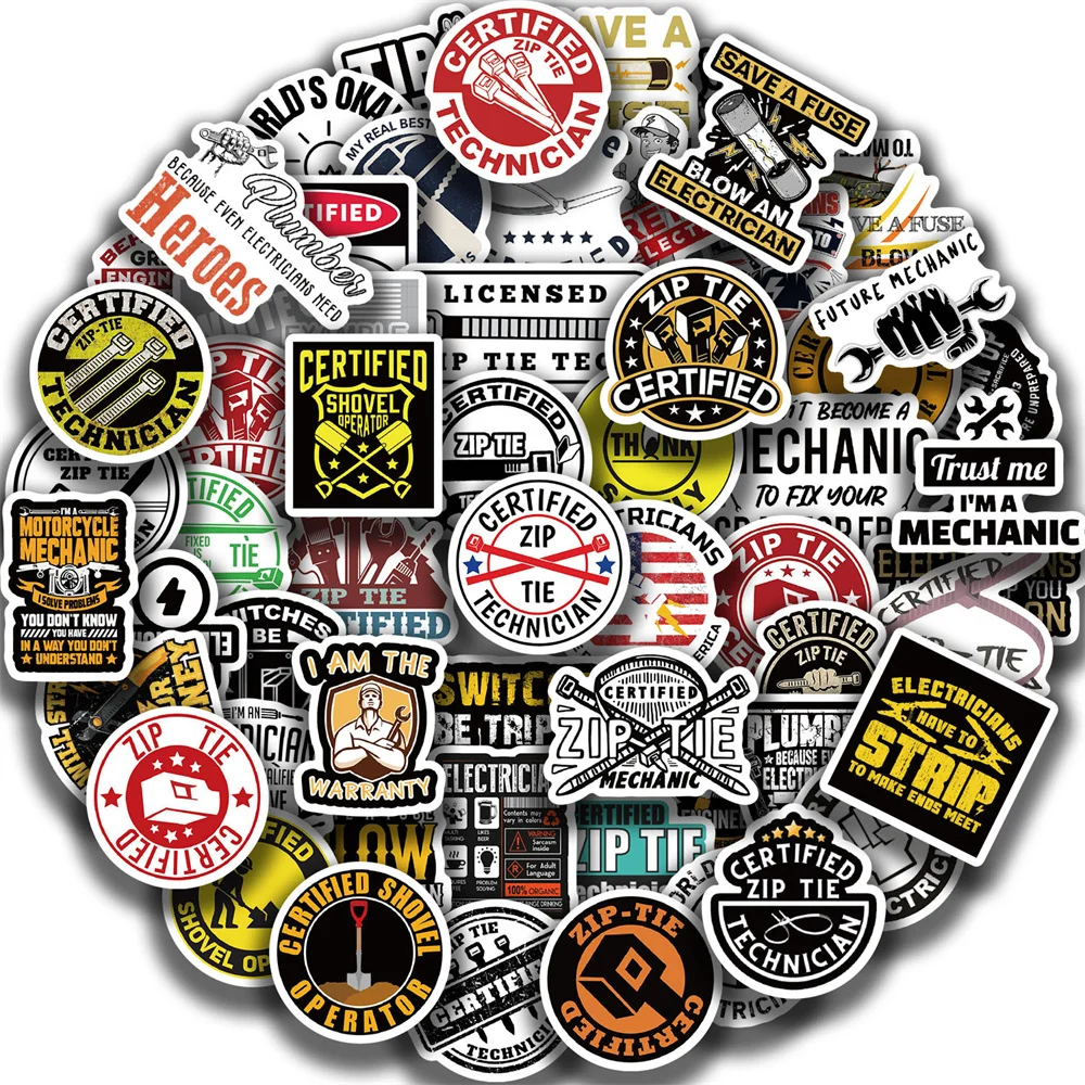 65pcs-Electrician-Technician-Mechanic-Graffiti-Stickers-Pack-Phone ...