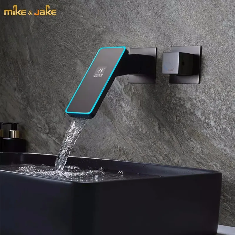 Gun-gray-digital-display-concealed-basin-faucet-foldable-pre-embedded ...