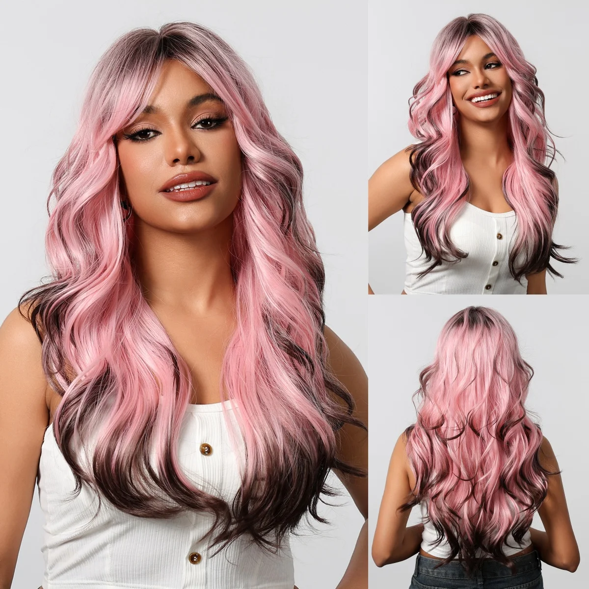 Emmor-pelucas-sint-ticas-onduladas-largas-para-mujer-cabello-Natural ...