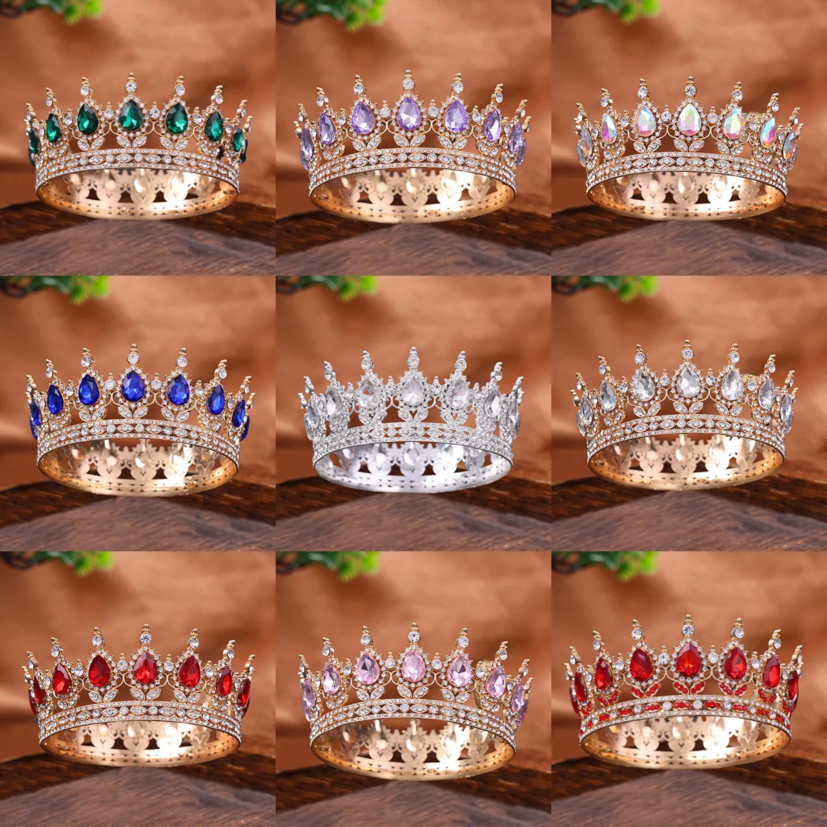 Fashion Crystal Rhinestone Round Tiaras And Crowns Queen Princess ...
