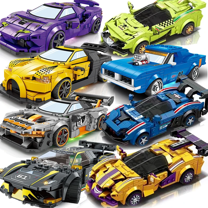 City Vehicle Racing Car Speed Champion Building Blocks Racer Figures ...