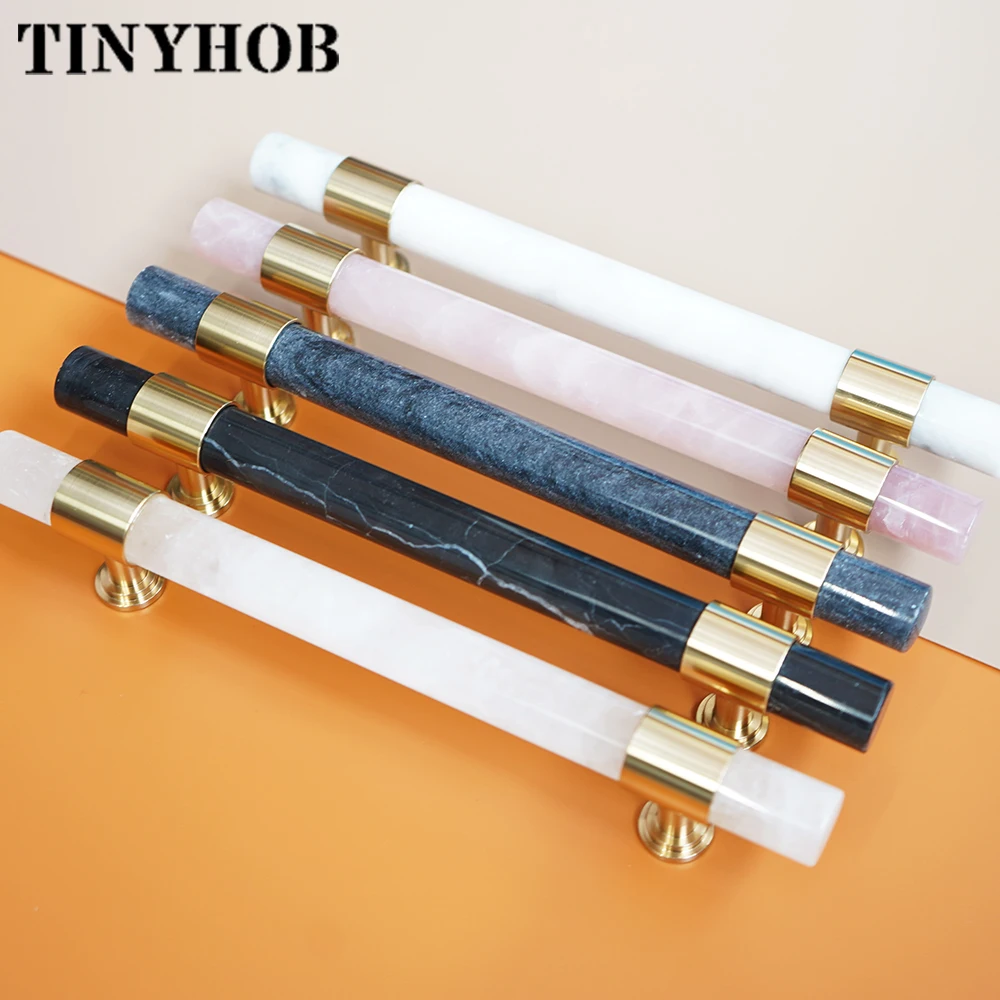Natural-Marble-Crystal-brass-T-Bar-Cabinet-handle-and-Knobs-Kitchen ...