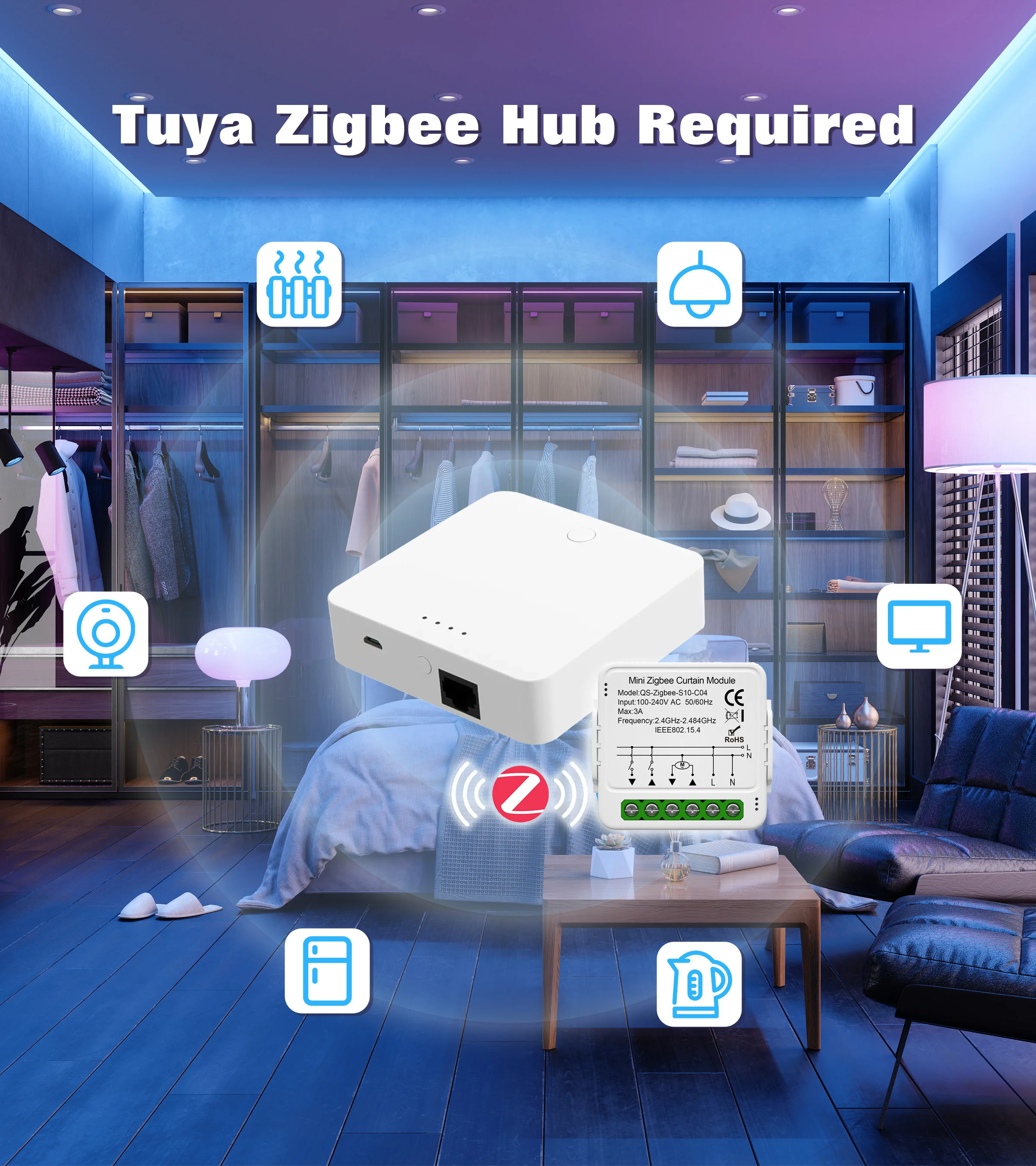 Умный модуль переключения штор Tuya Wi-Fi Zigbee, модуль для ...