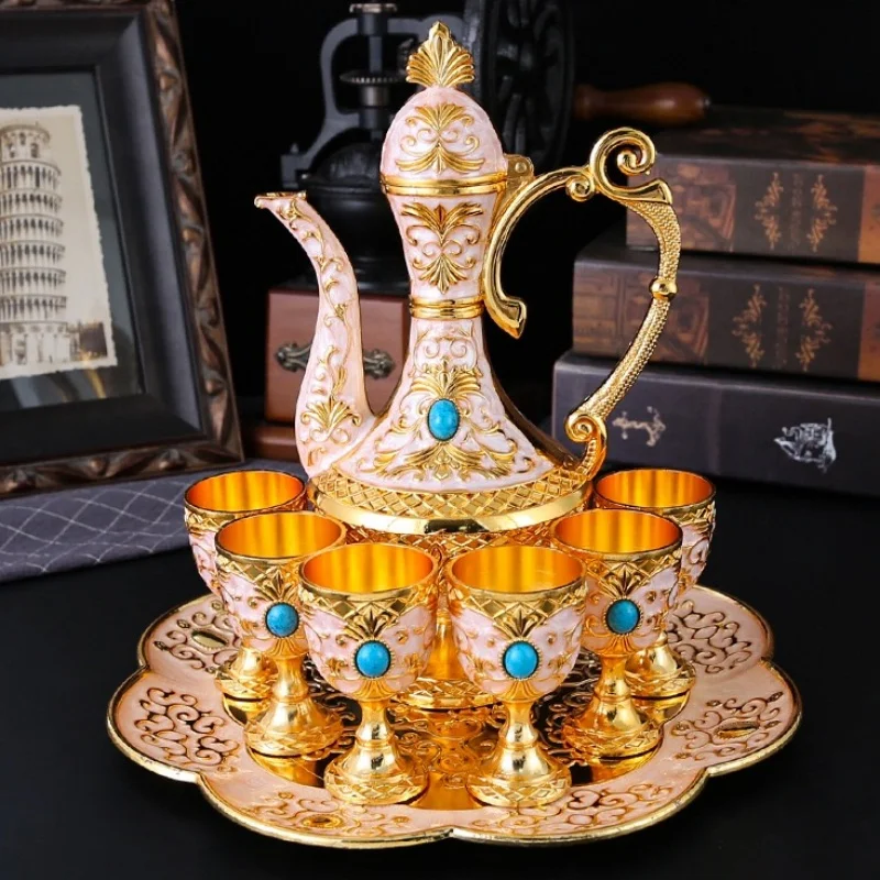 European Wine Set, Alloy Home Wine Pot Wine Glass Set, Exquisite ...