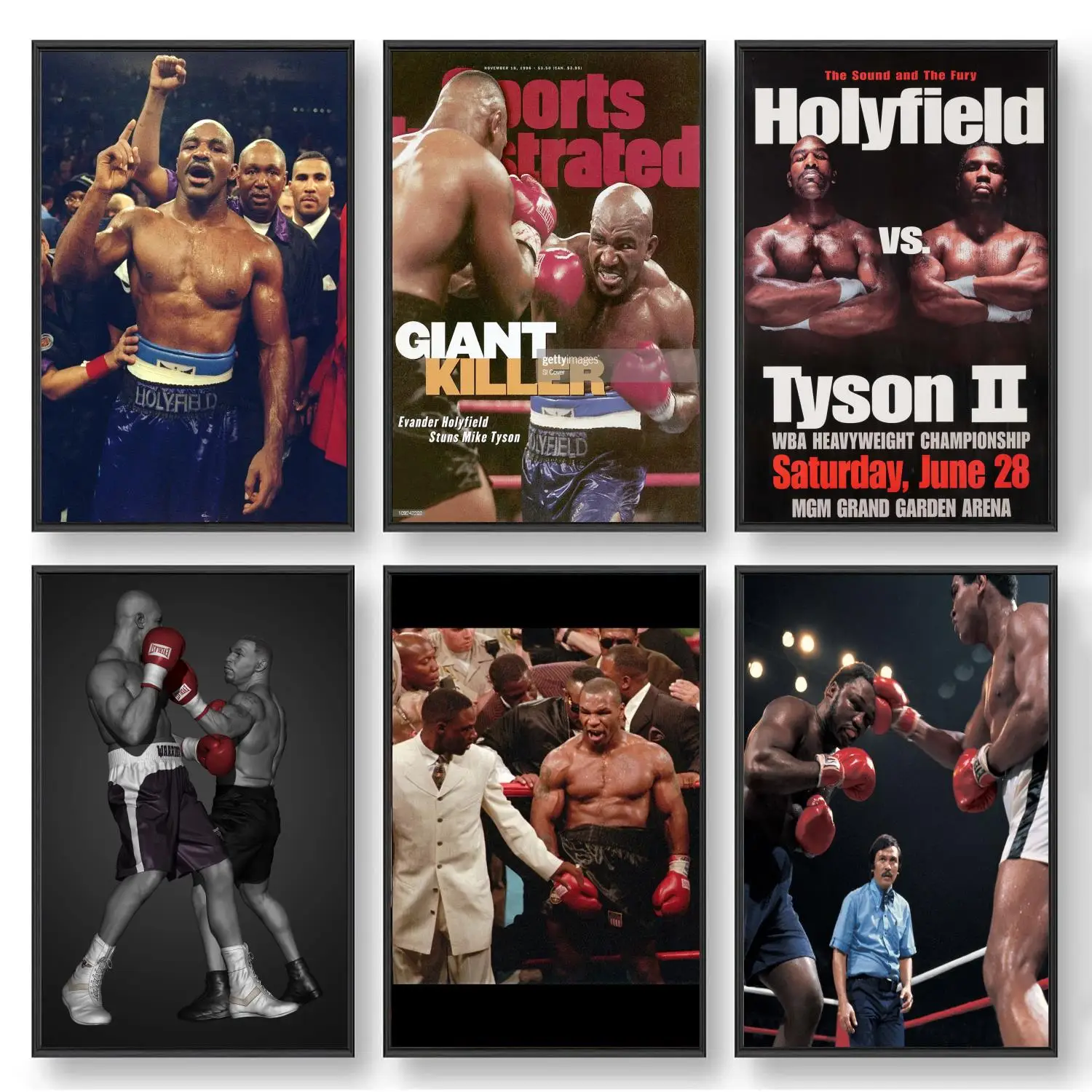 Tyson Vs Holyfield Ii Bite Fight Poster Decorative Painting Canvas Poster Wall Art Living Room ...