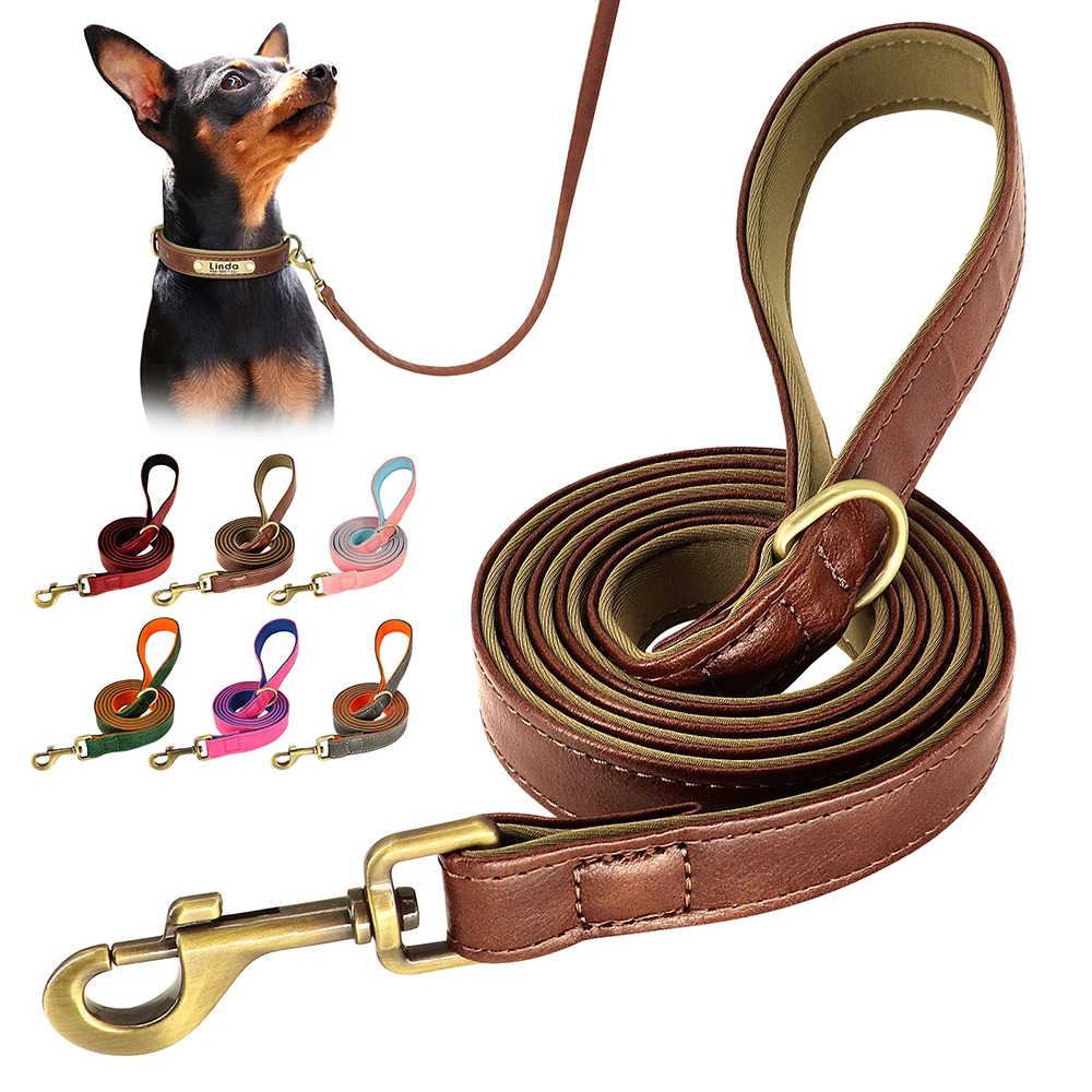 5ft-Leather-Dog-Leash-Durable-Pet-Walking-Training-Lead-Leash-Rope-for ...