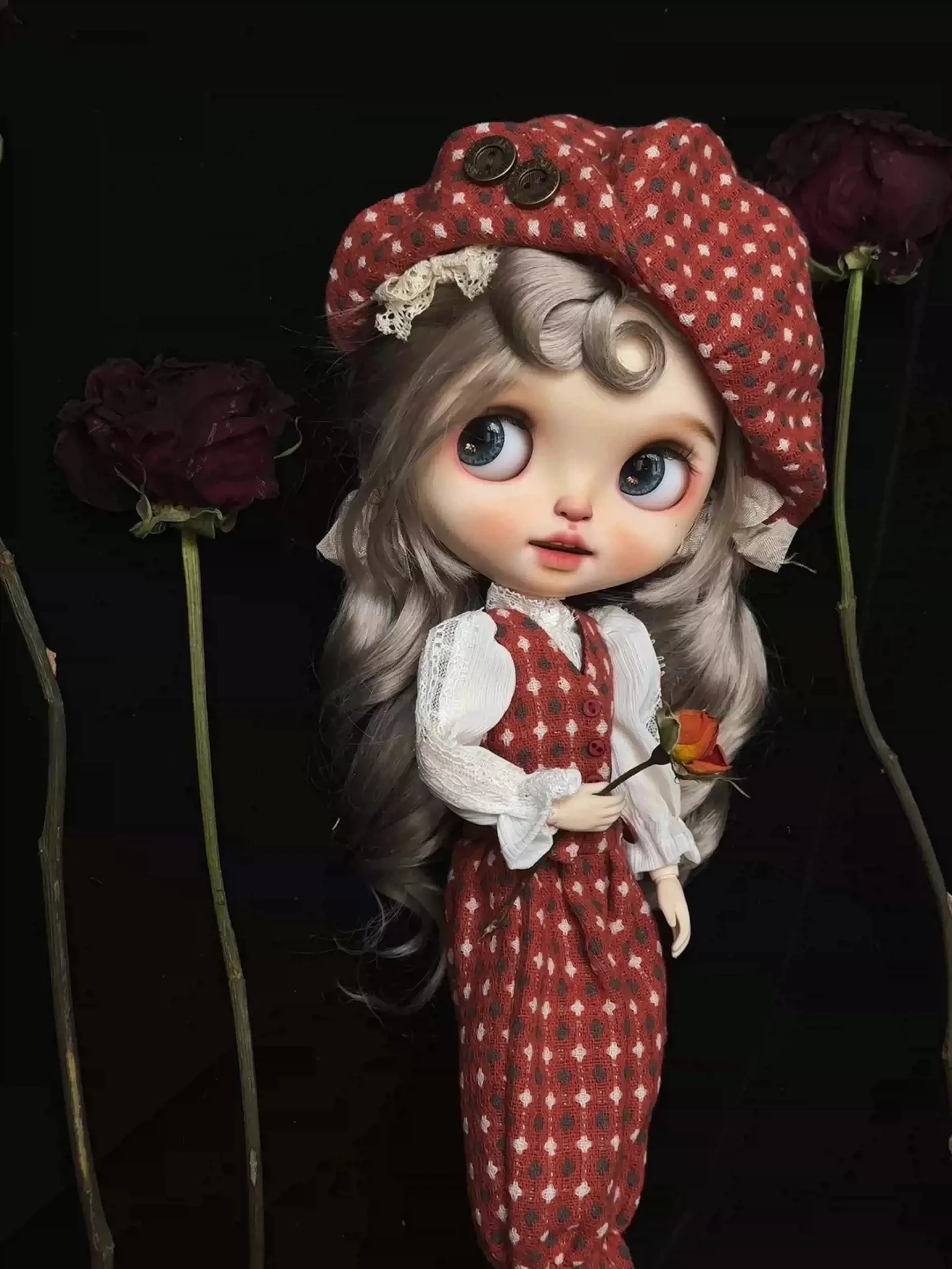 Dula-Doll-Clothes-Dress-Red-retro-skirt-Blythe-ob24-ob22-Azone-Licca ...