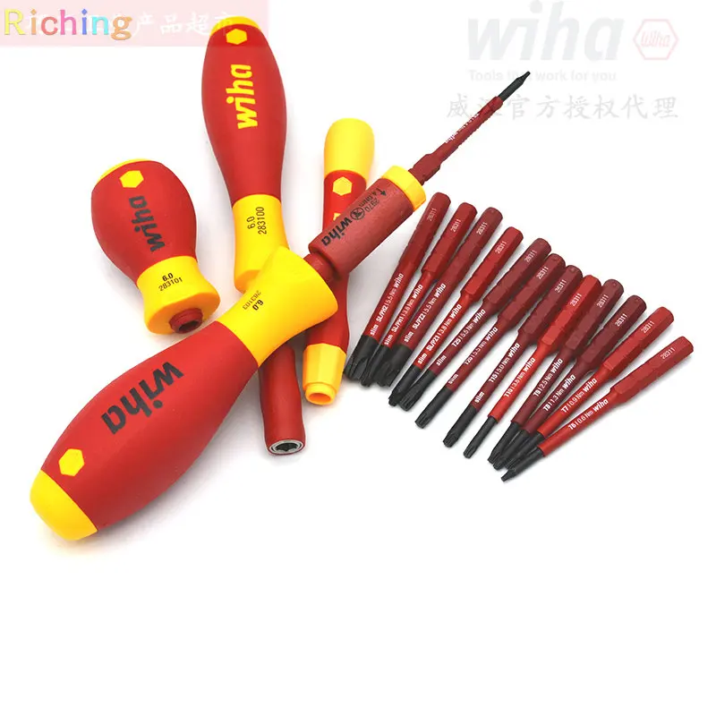 Wiha-2831-Insulated-Screwdriver-Slim-handle-SoftFinish-Electric-slimVario-Stubby-VDE-Bits ...