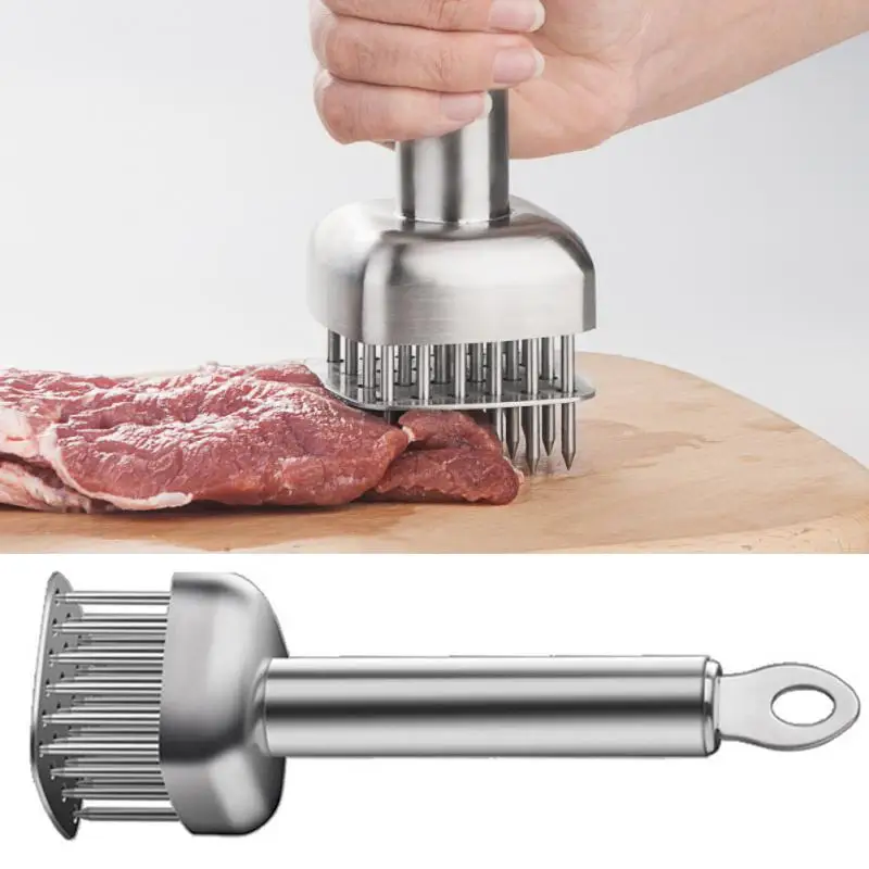 Stainless Steel Meat Tenderizer Tool Steak Hammer Mallet Needle Loose