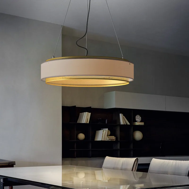 American Fabric LED Pendant Lamp Copper Creative Net Circle Dining ...