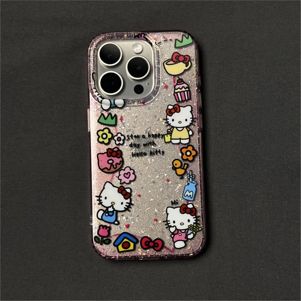 Luxury Pink Hello Kitty Shiny Glitter Clear Soft Case protection for ...