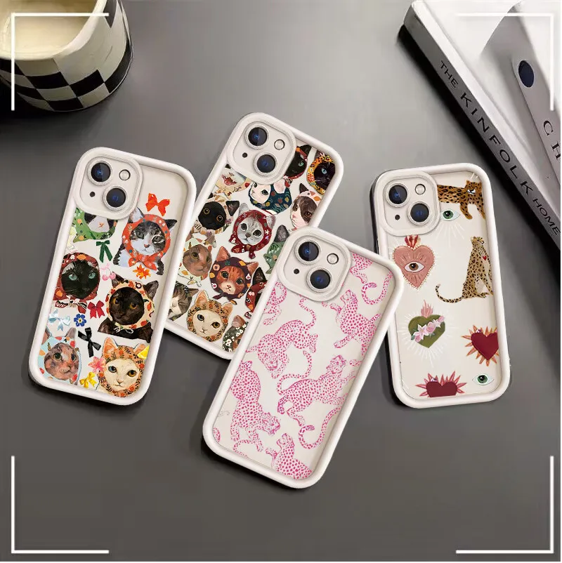 Pink Leopard Pattern Cat Case - Colorful Animal Print Phone Cover for ...