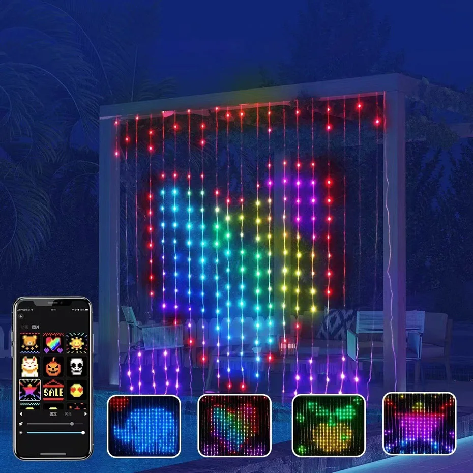 Bluetooth-Smart-LED-Curtain-Light-RGBIC-Programmable-String-Lights ...