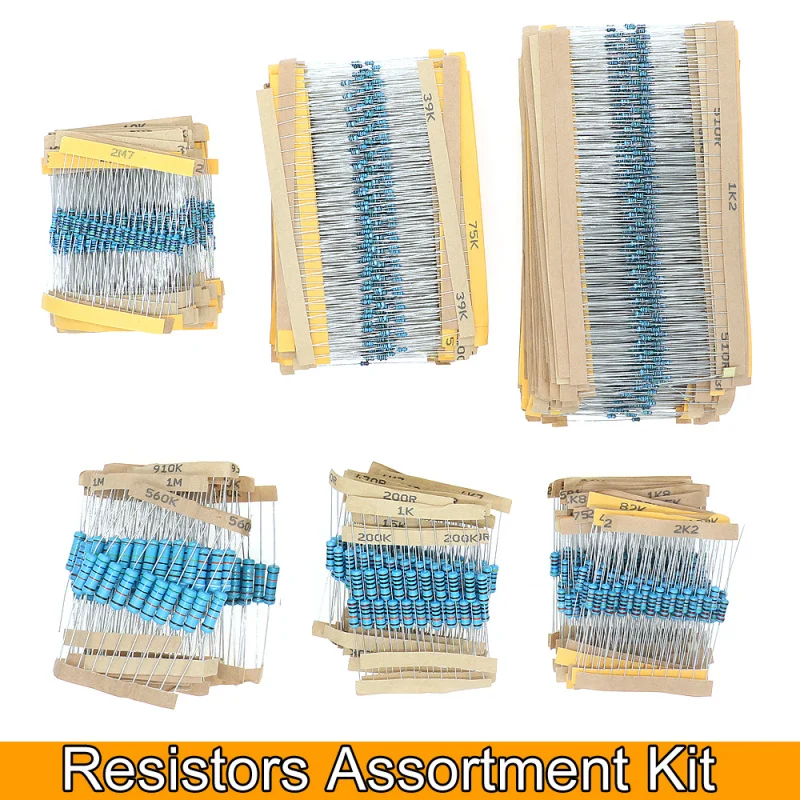 1/8W 1/4W 1/2W 1W 2W 3W 5W 1% Metal Film Resistors Assortment Kit ...