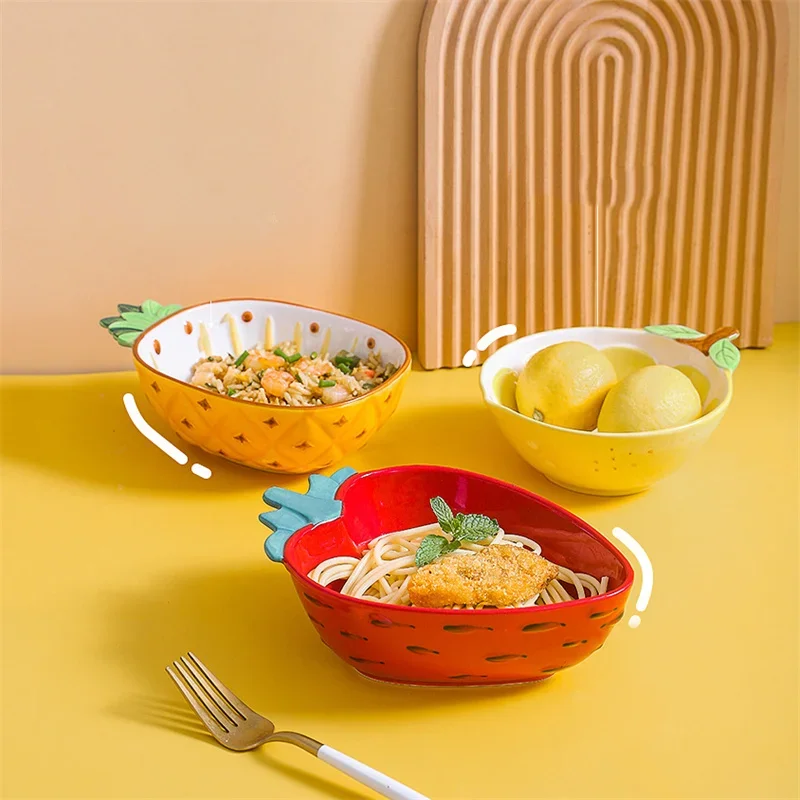 Fruit-Shape-Hand-painted-Ceramic-tableware-Pineapple-Strawberry-Lemon ...