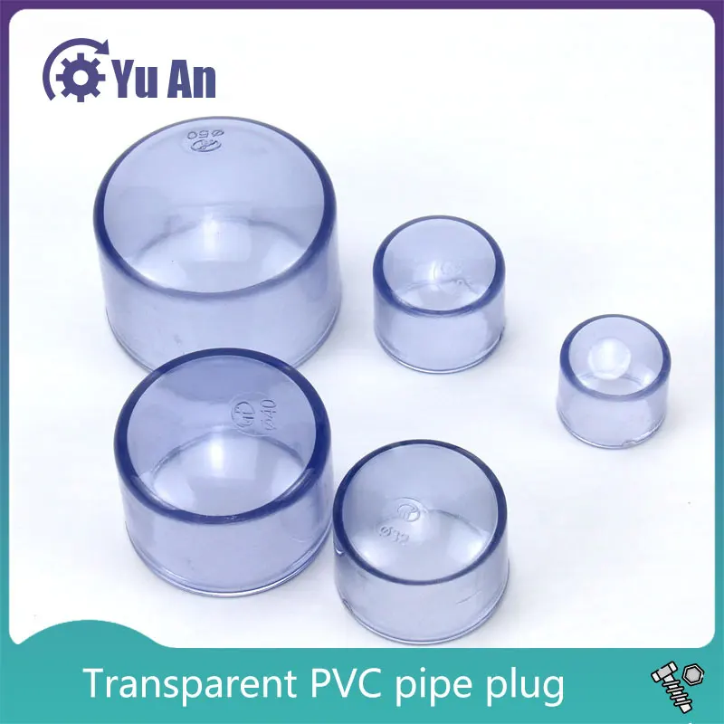 Transparent-PVC-Pipe-End-Cap-Aquarium-Fish-Tank-Garden-Water-Connectors ...