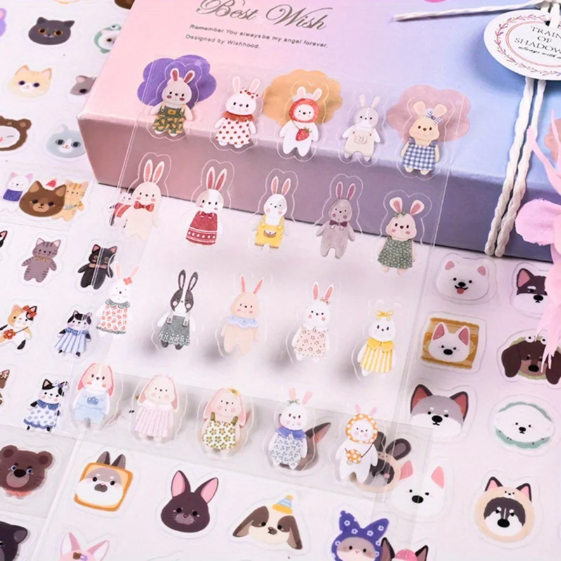 3 Sheets/pack,Graffiti Big Head Sticker PET Animal Avatar Sticker Hand ...