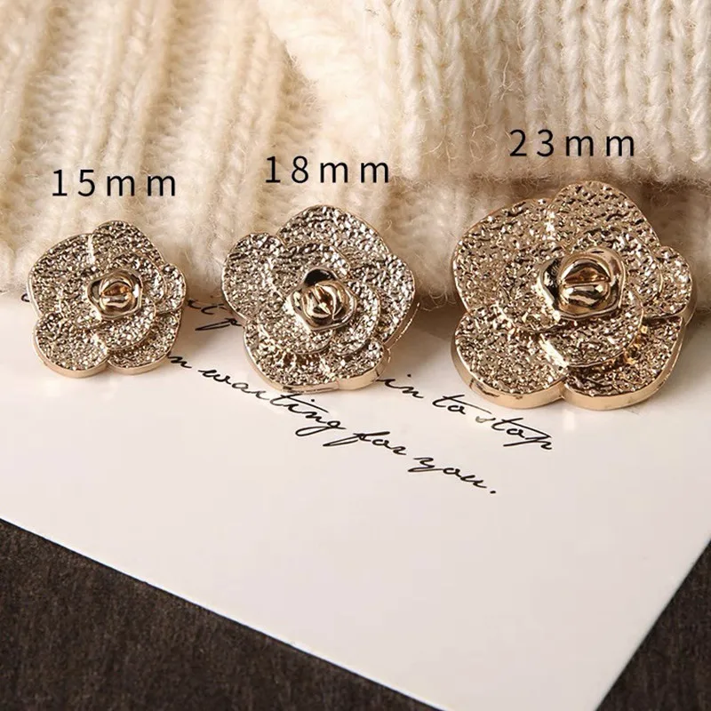 10PCS Camellia Metal Buttons DIY Coat Tweed Knitted Sweater Buckle ...